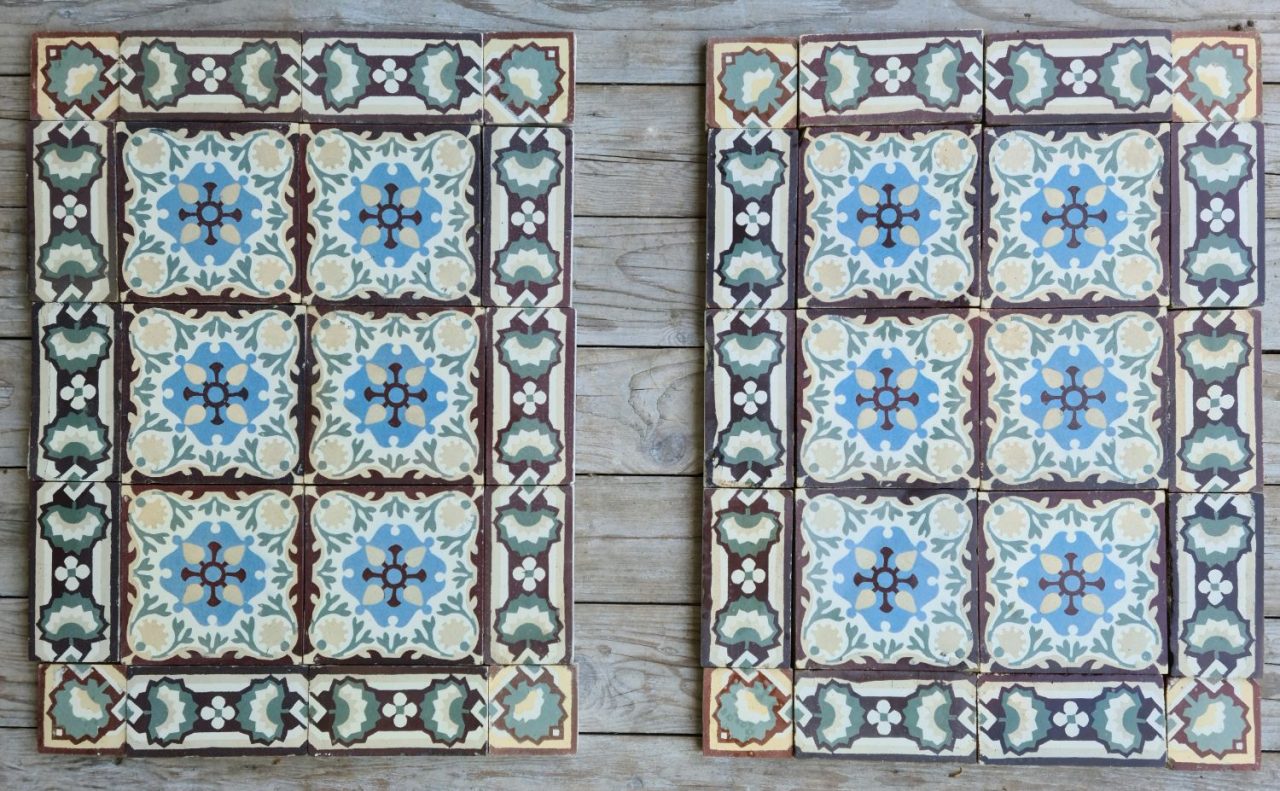 Beautiful encaustic ceramic floor tiles from 1900 with flower pattern ...